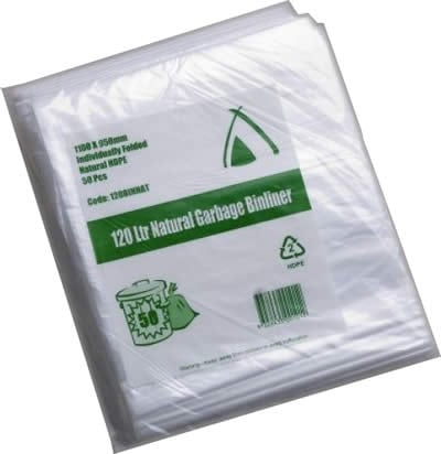Clear Bin Liners 120 litre 950x1100mm Qty:200 – QIS Packaging