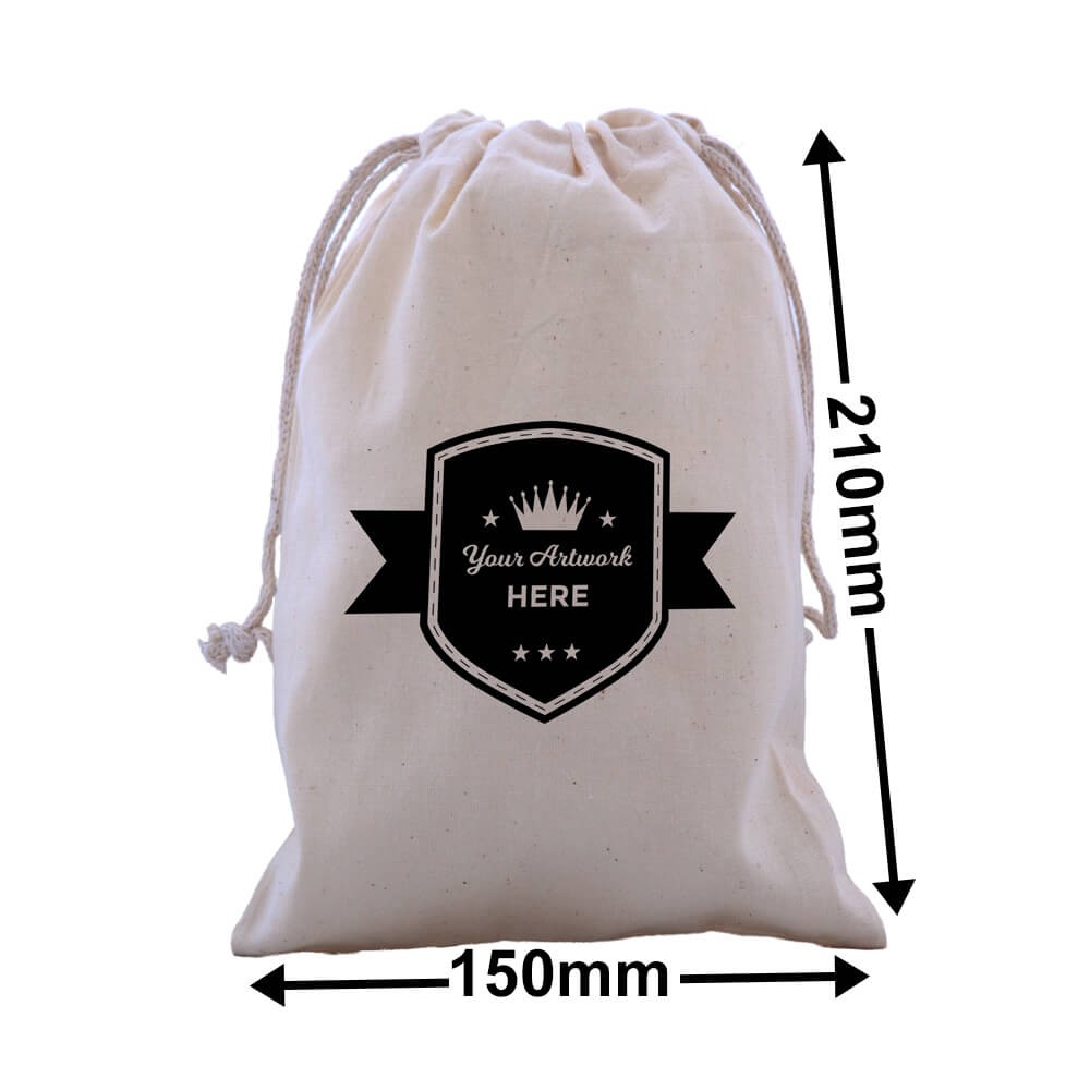 Custom Printed XS Calico Drawstring Bag – QIS Packaging