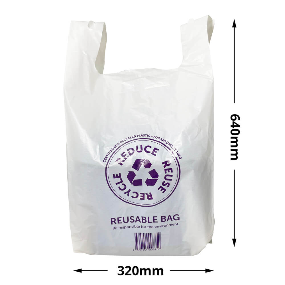 500 QLD Compliant Extra-Large White Singlet Checkout Bags 320x640mm ...