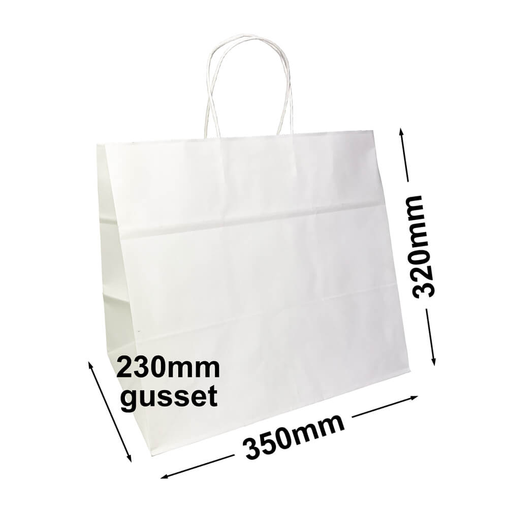 Large White Paper Takeaway Bags - 20 Pack | QIS Packaging